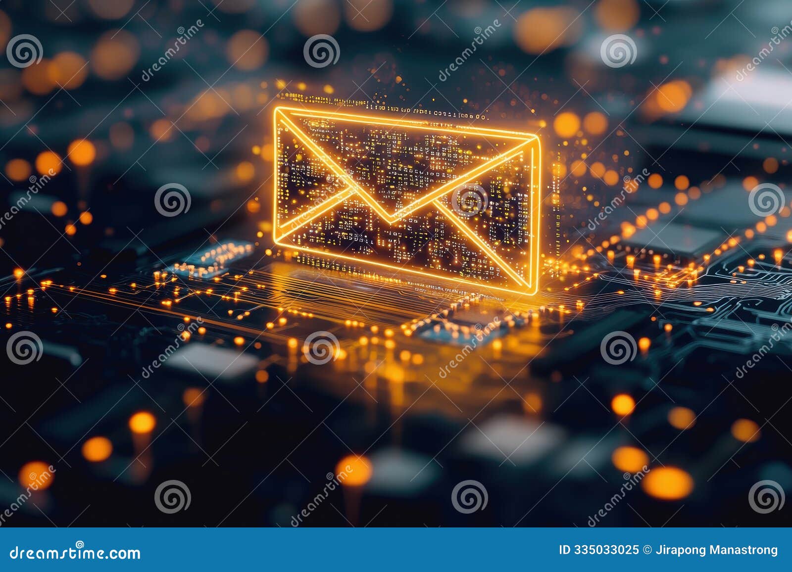 Digital Envelope on Circuit Board Representing Modern Tech ...