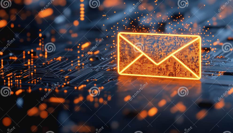 Digital Envelope on Circuit Board Representing Modern Tech ...