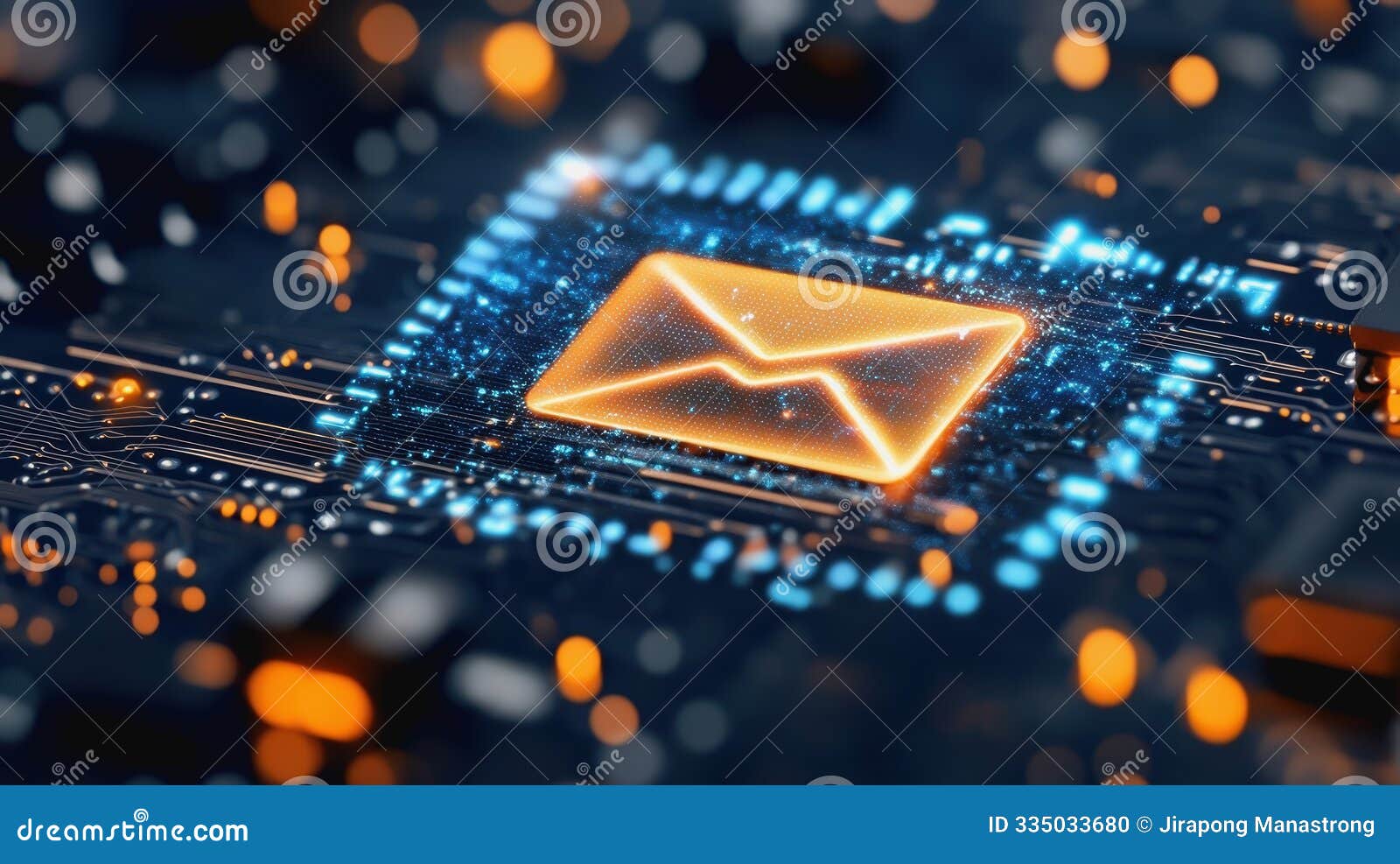 Digital Envelope on Circuit Board Representing Modern Tech ...