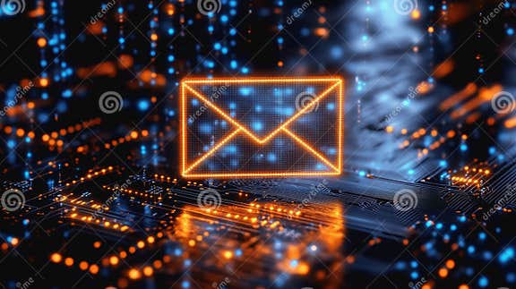 Digital Envelope on Circuit Board Representing Modern Tech ...