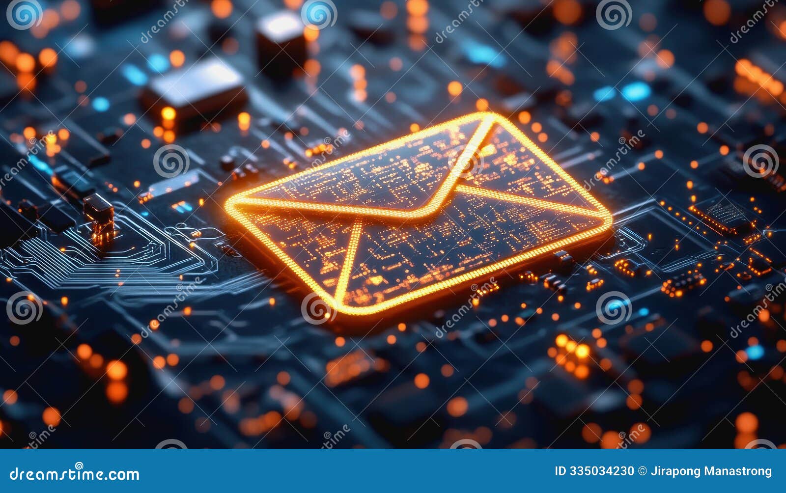 Digital Envelope on Circuit Board Representing Modern Tech ...