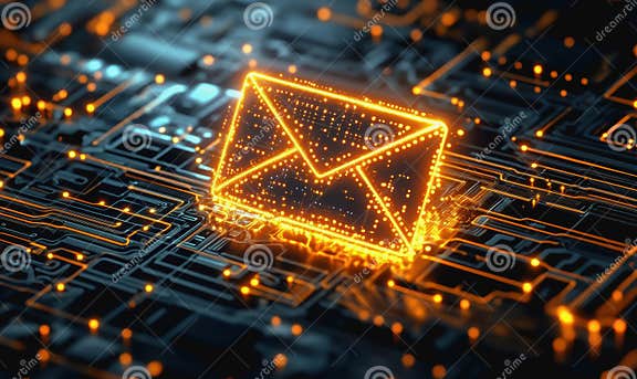 Digital Envelope on Circuit Board Representing Modern Tech ...