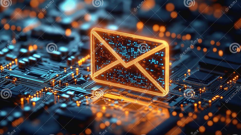 Digital Envelope on Circuit Board Representing Modern Tech ...