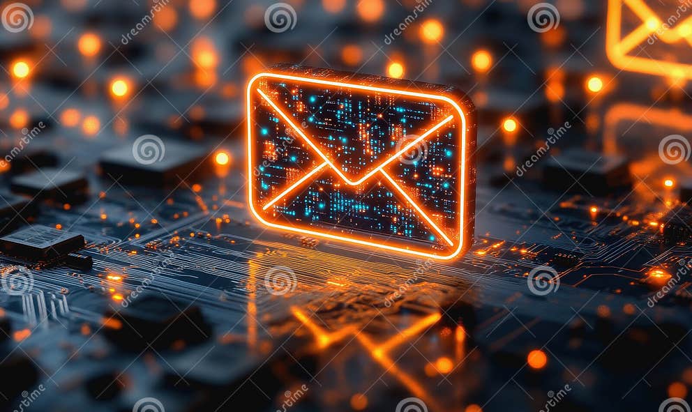 Digital Envelope on Circuit Board Representing Modern Tech ...