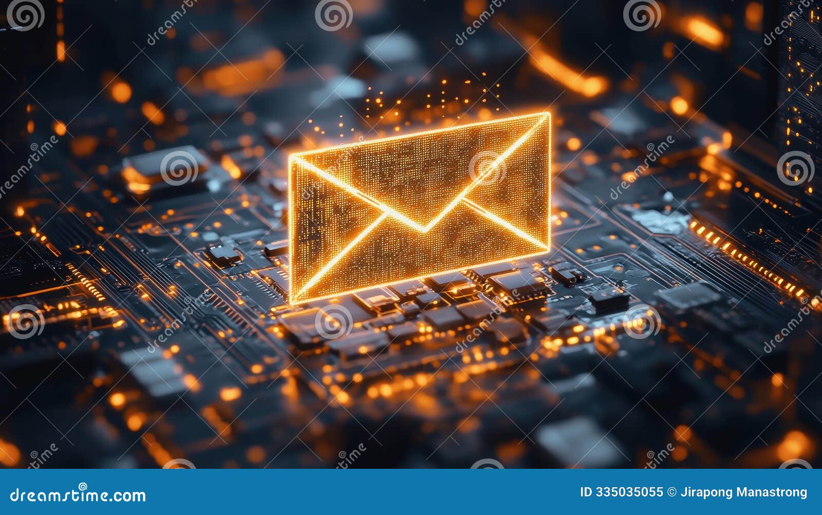 Digital Envelope on Circuit Board Representing Modern Tech ...