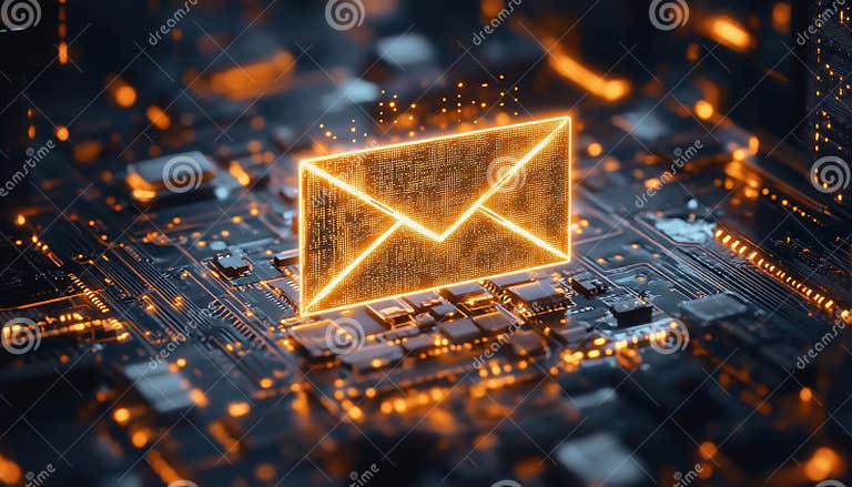 Digital Envelope on Circuit Board Representing Modern Tech ...