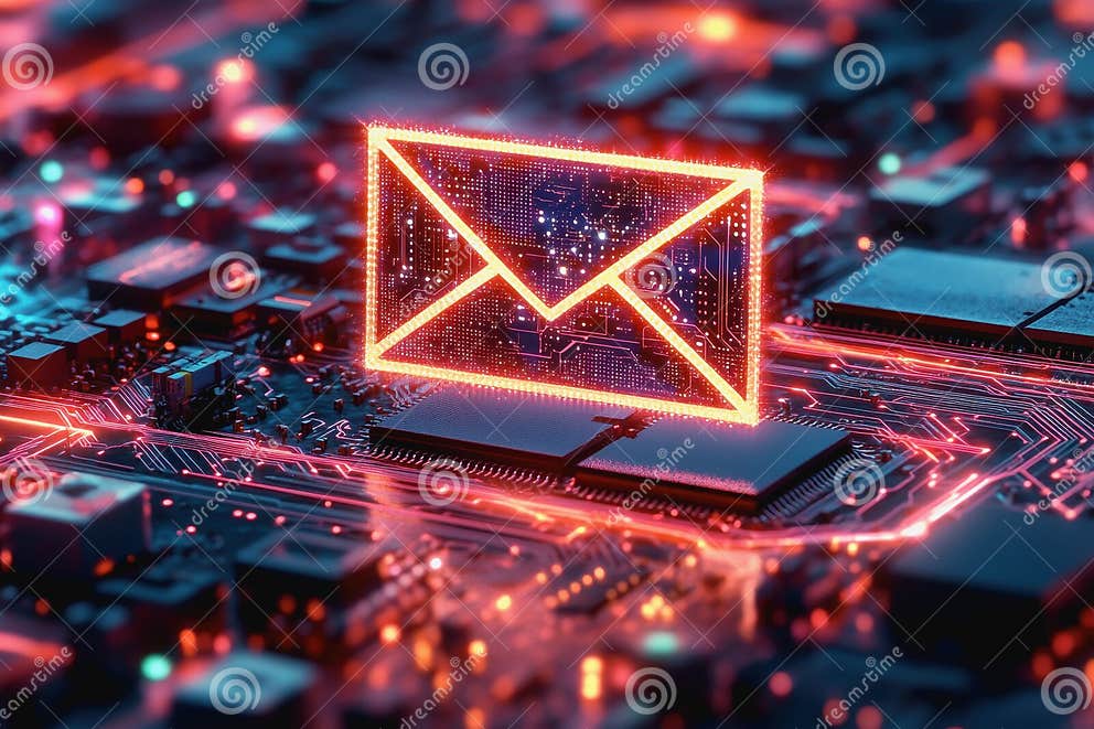 Digital Envelope on Circuit Board Representing Modern Tech ...