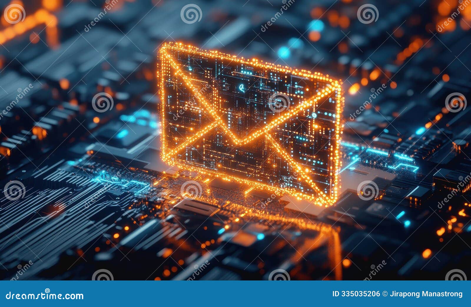 Digital Envelope on Circuit Board Representing Modern Tech ...