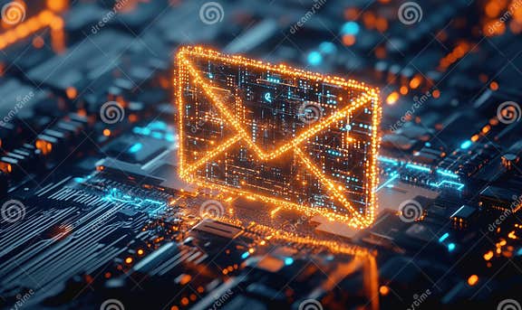 Digital Envelope on Circuit Board Representing Modern Tech ...