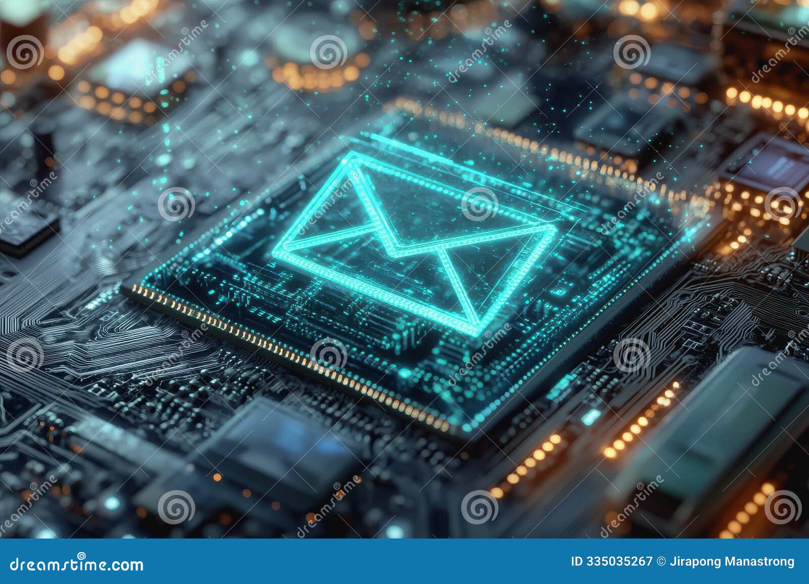 Digital Envelope on Circuit Board Representing Modern Tech ...