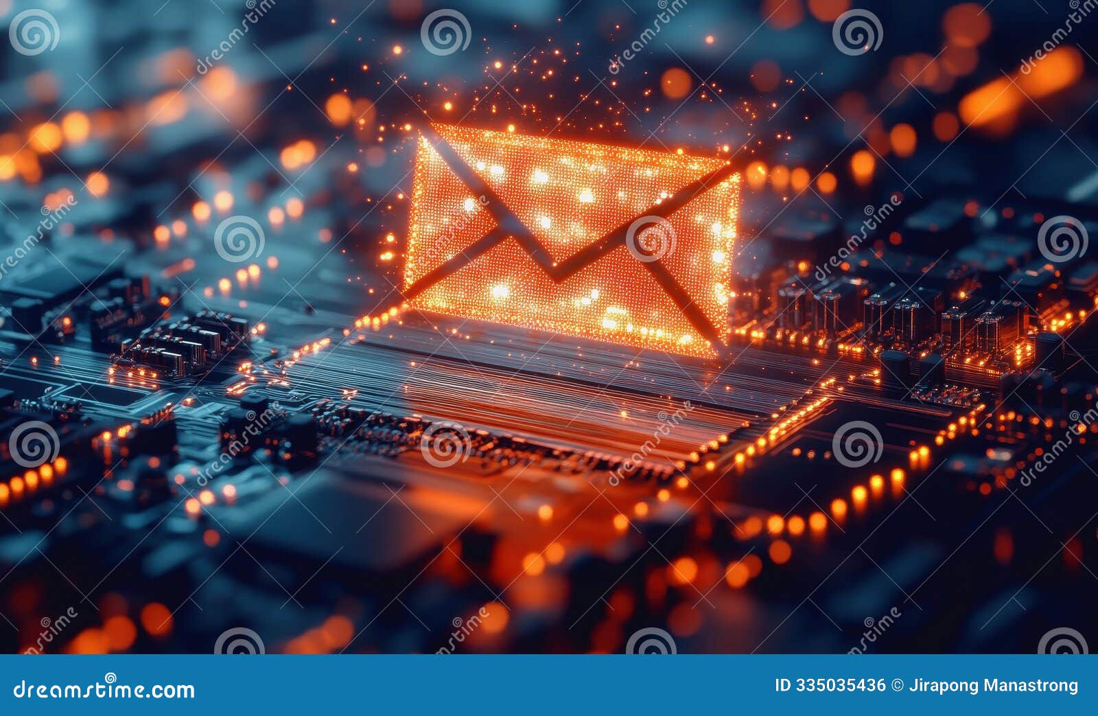 Digital Envelope on Circuit Board Representing Modern Tech ...