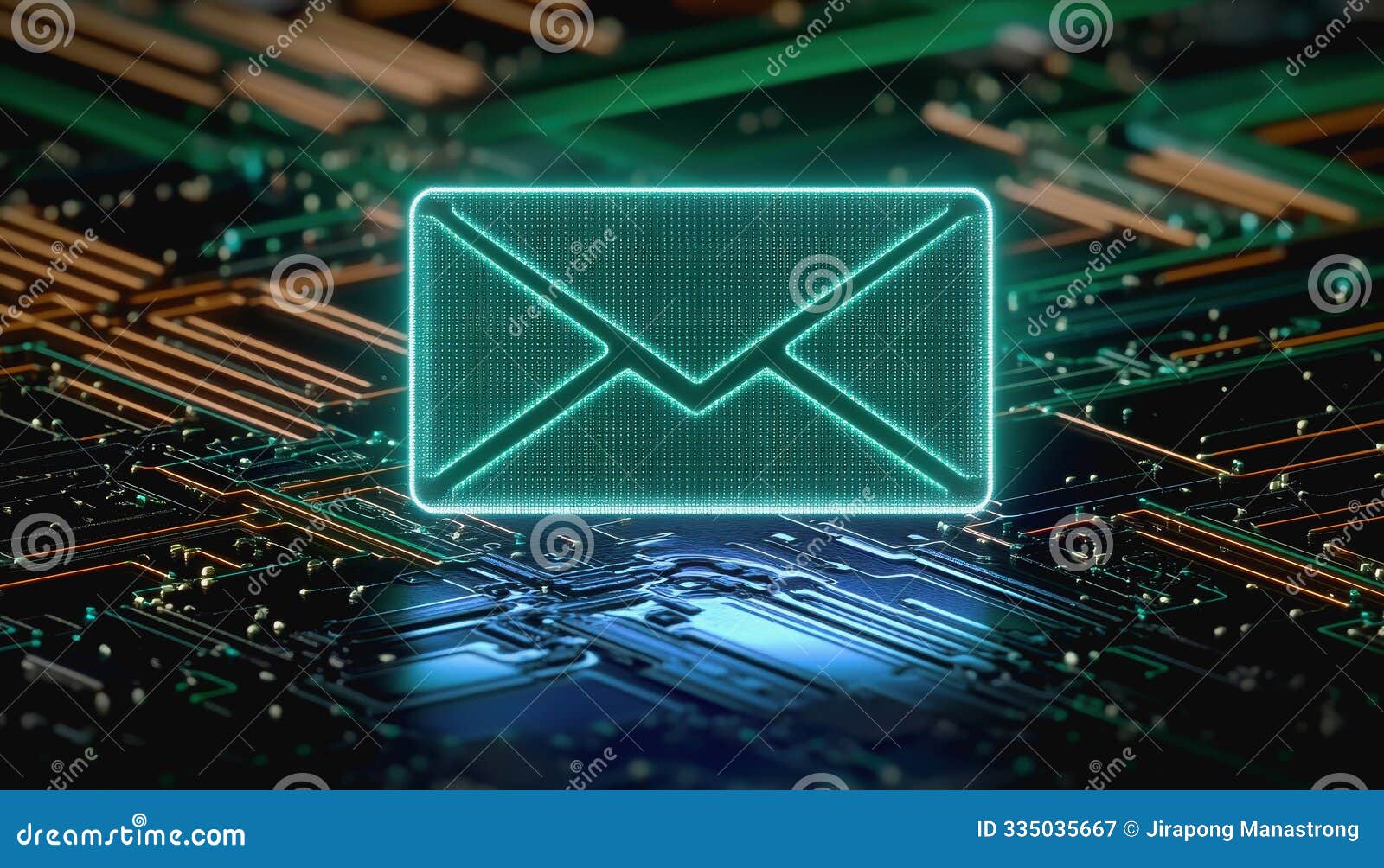 Digital Envelope on Circuit Board Representing Modern Tech ...