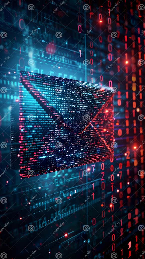 Digital Envelope Made of Binary Code and Data Streams, Concept of Virtual Communication and ...