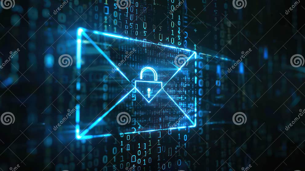 Digital Envelope with a Padlock Symbol Representing Stock Illustration ...