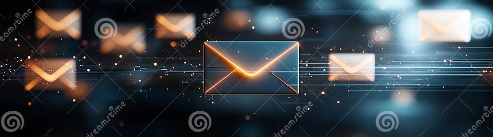 Digital Envelopes Glowing in Cyberspace Symbolizing Modern ...