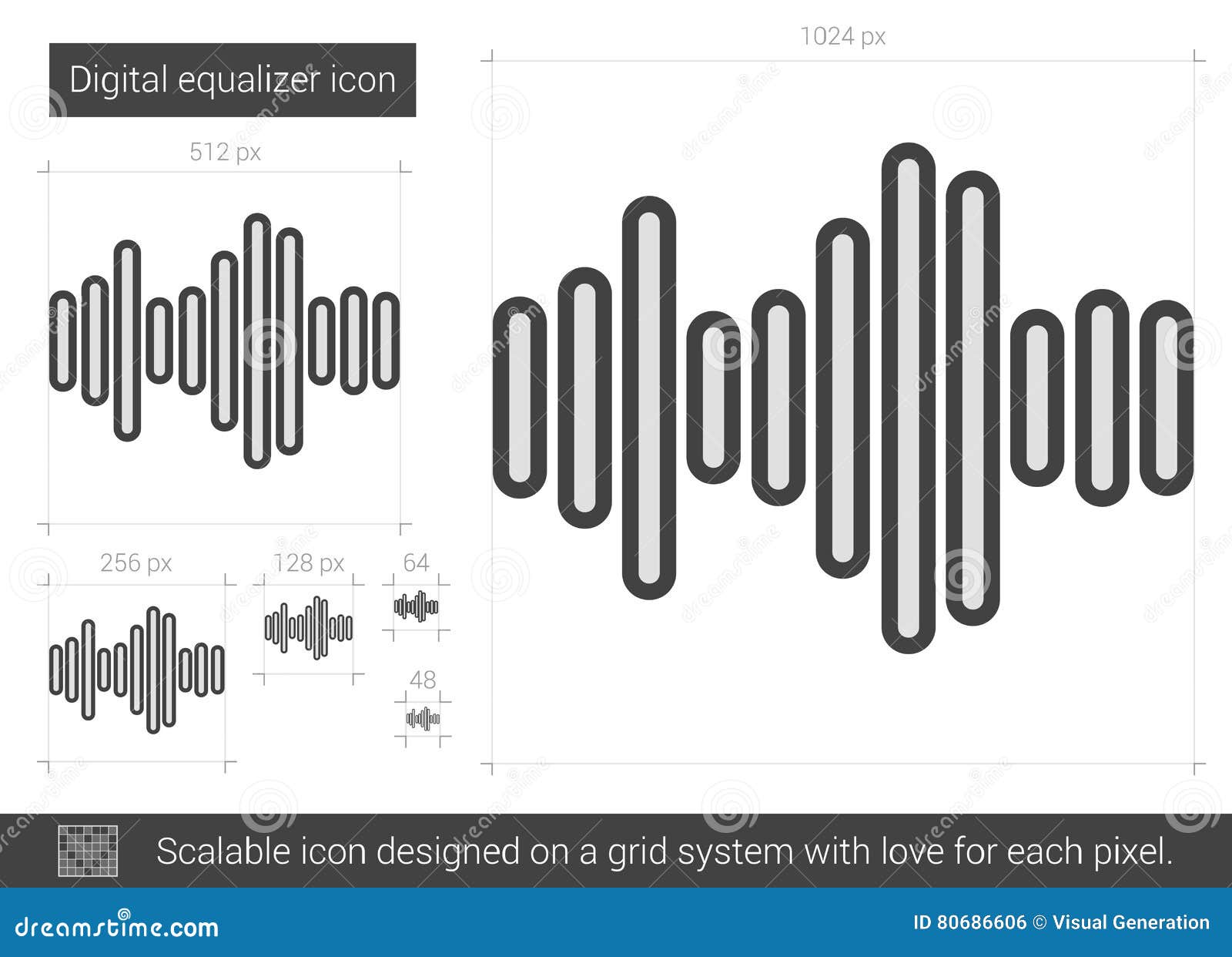 Digital Equalizer Line Icon. Stock Vector - Illustration of music ...
