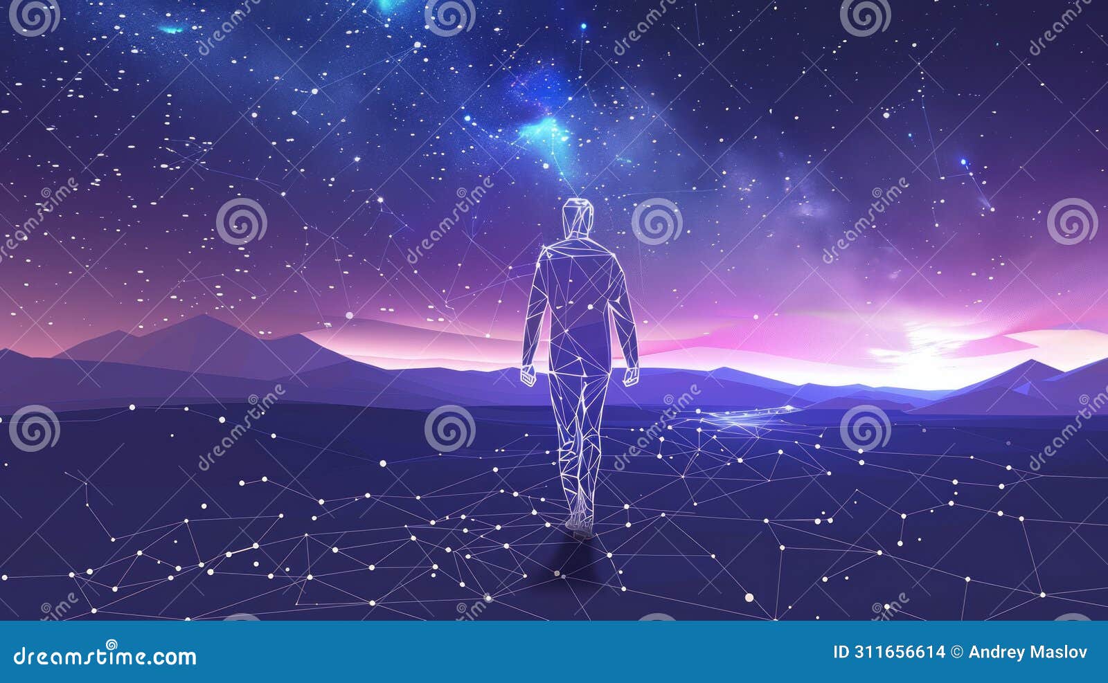Digital Evolution of Human in a Wireframe Stock Photo - Image of future ...