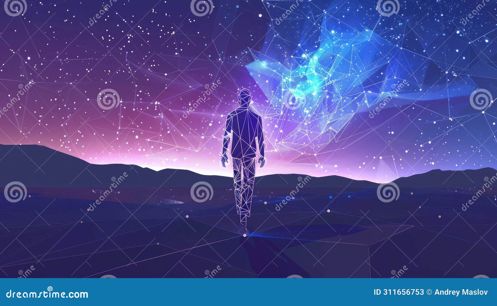 Digital Evolution of Human in a Wireframe Stock Image - Image of ...