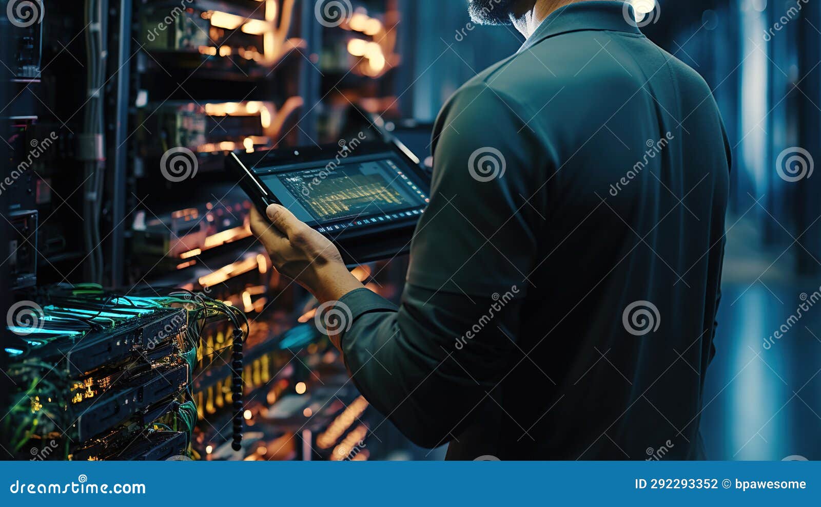 Digital Expertise, it Specialist in a Data Center Server Room with ...