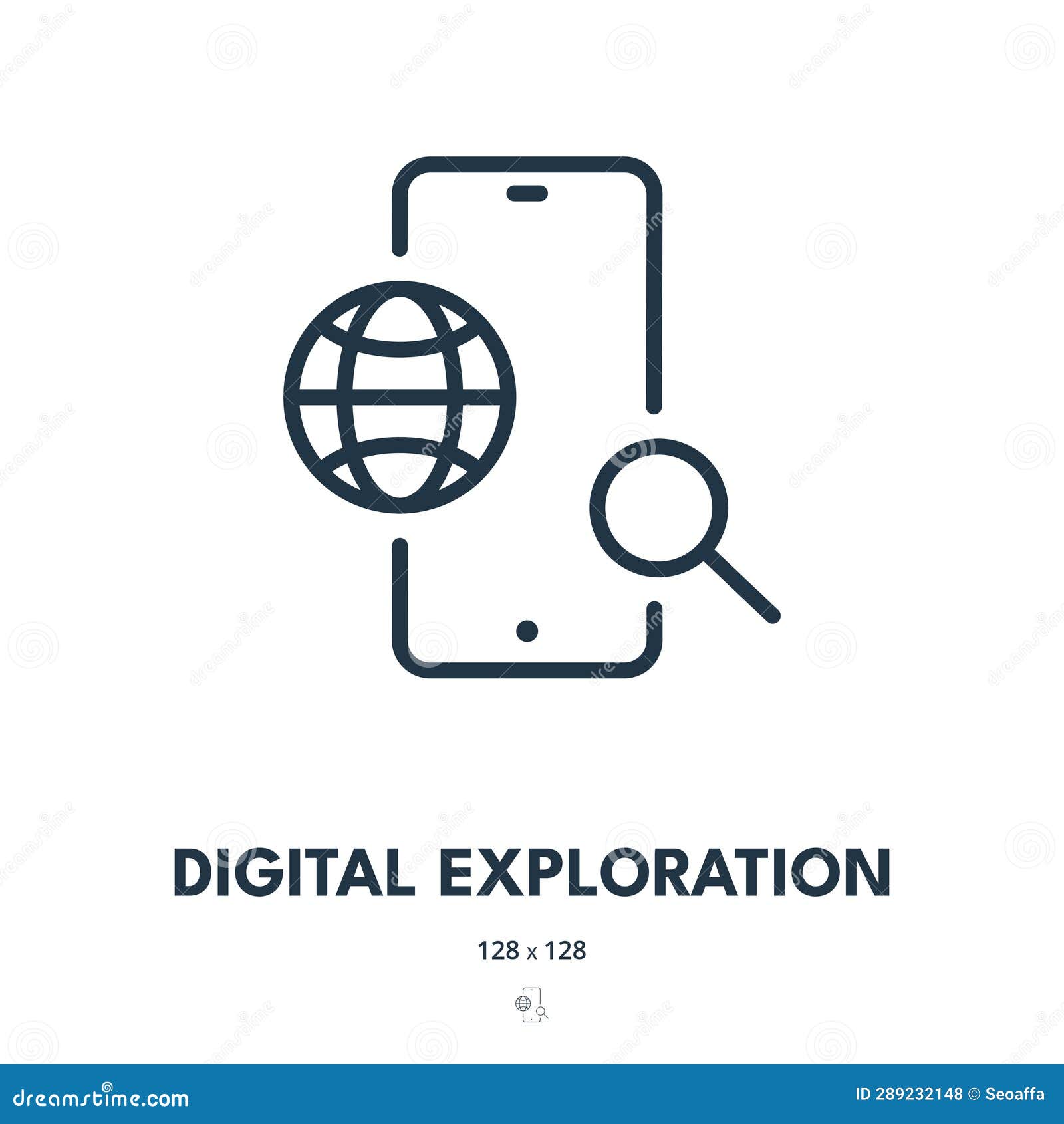 Digital Exploration Icon. Internet, Network, Explore. Editable Stroke ...