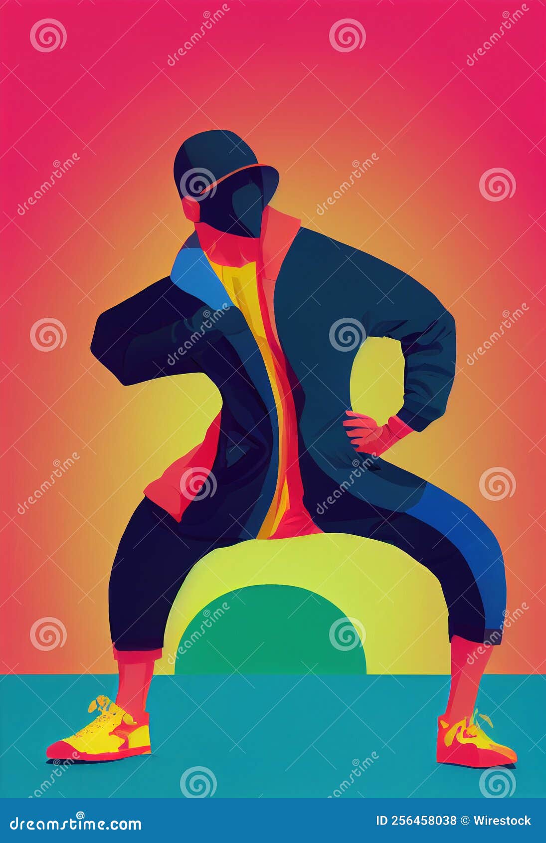 Digital Expressive Dancing Pose, Colorful, Vibrant Illustration. Stock ...