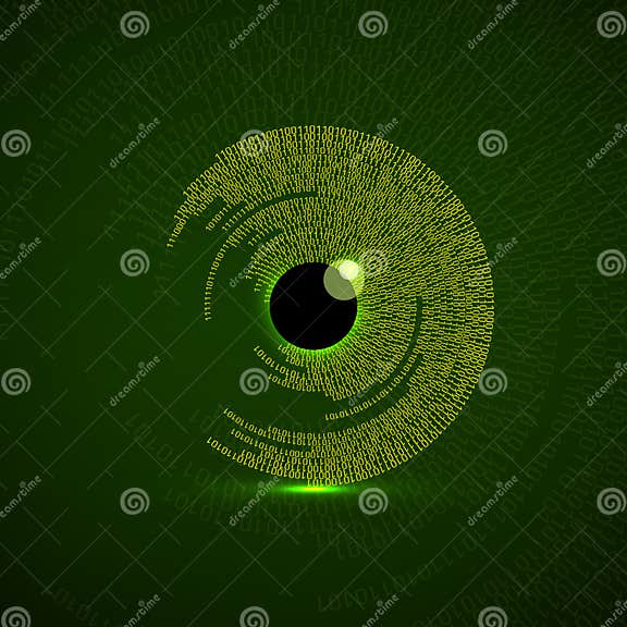 Digital Eye with Binary Code, Technology Oncept Stock Vector - Illustration of security, symbol ...