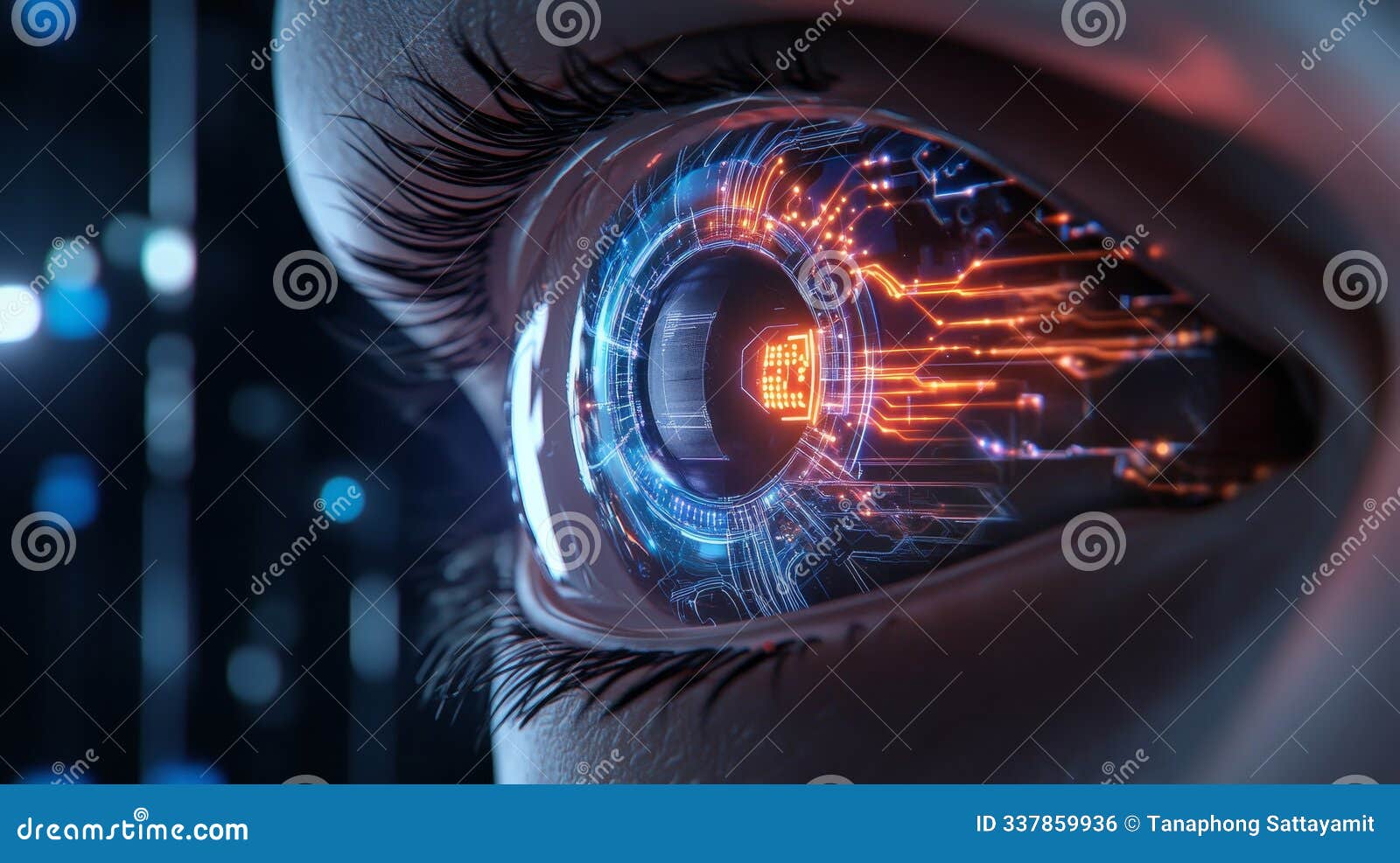 Digital Eye with Circuitry and Data Flow Symbolizing Technology AI ...