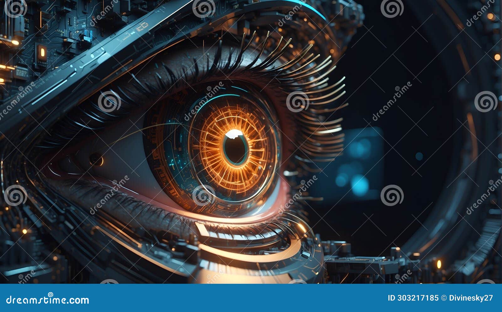 Neon Nexus: the All-Seeing Technology Digital Eye. AI Generate Stock ...