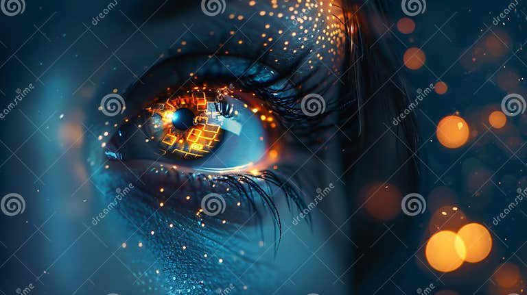 Digital Eye with Futuristic Binary Code Reflection Stock Image - Image ...