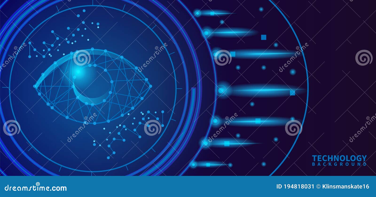 Digital Eye Technology Background Design on Blue Stock Illustration ...