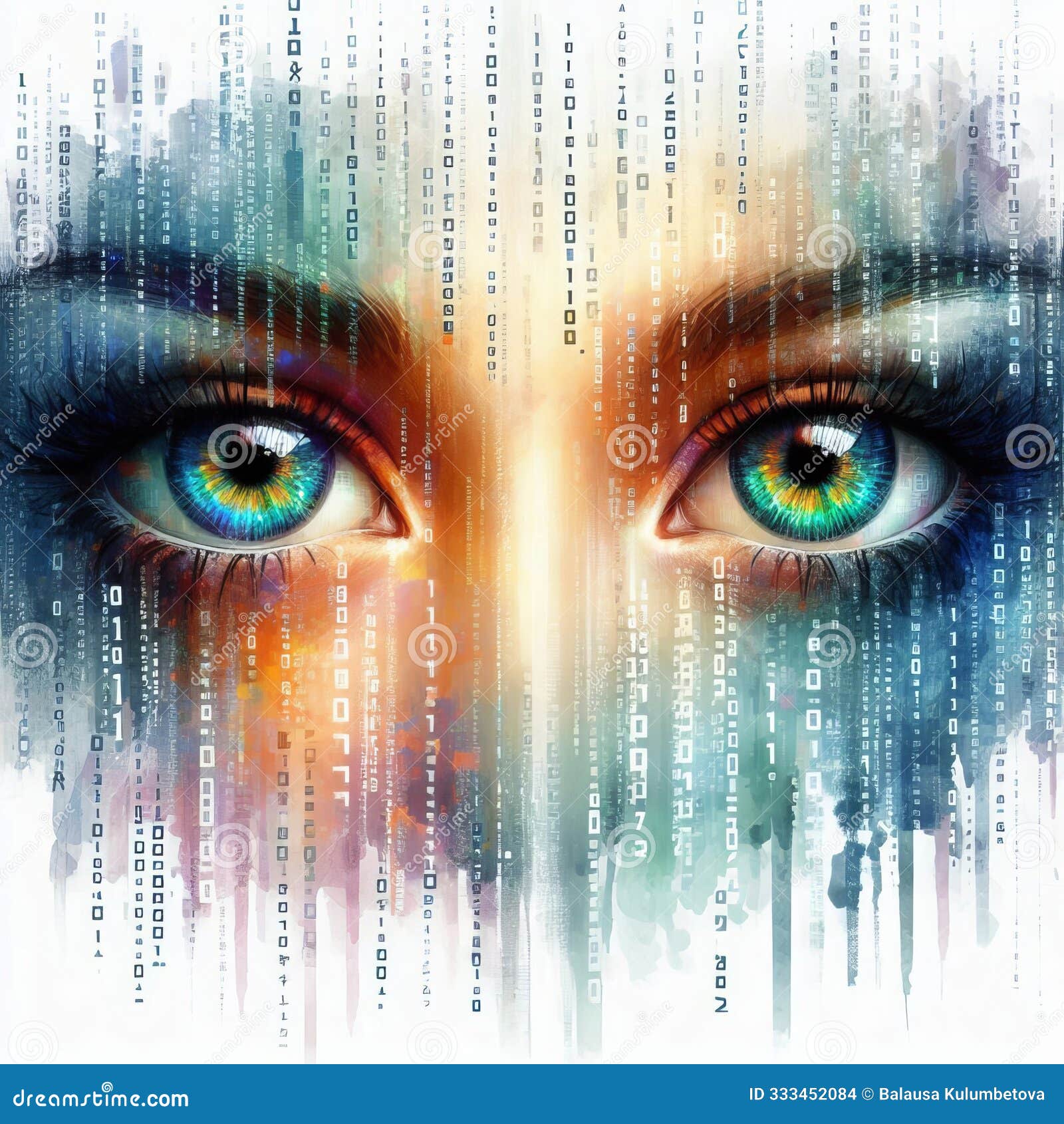 Digital Eyes a Pair of Eyes with a Matrix Code Effect Stock Photo ...