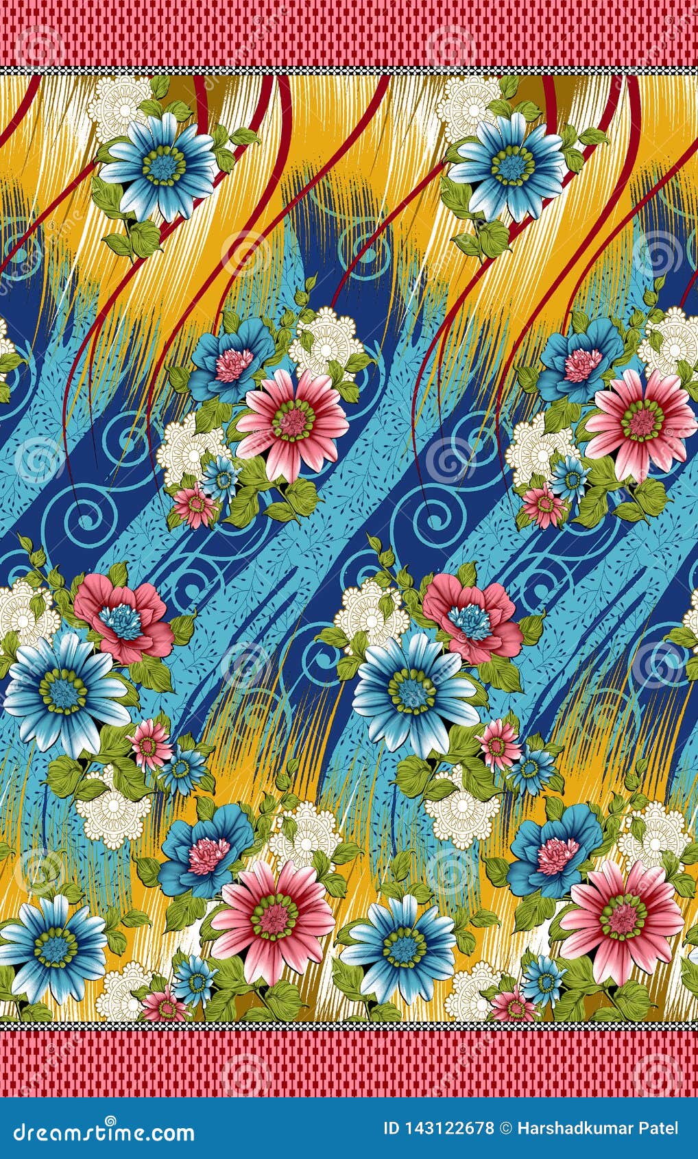 Abstract Colorful Block Print Pattern Stock Illustration - Illustration ...