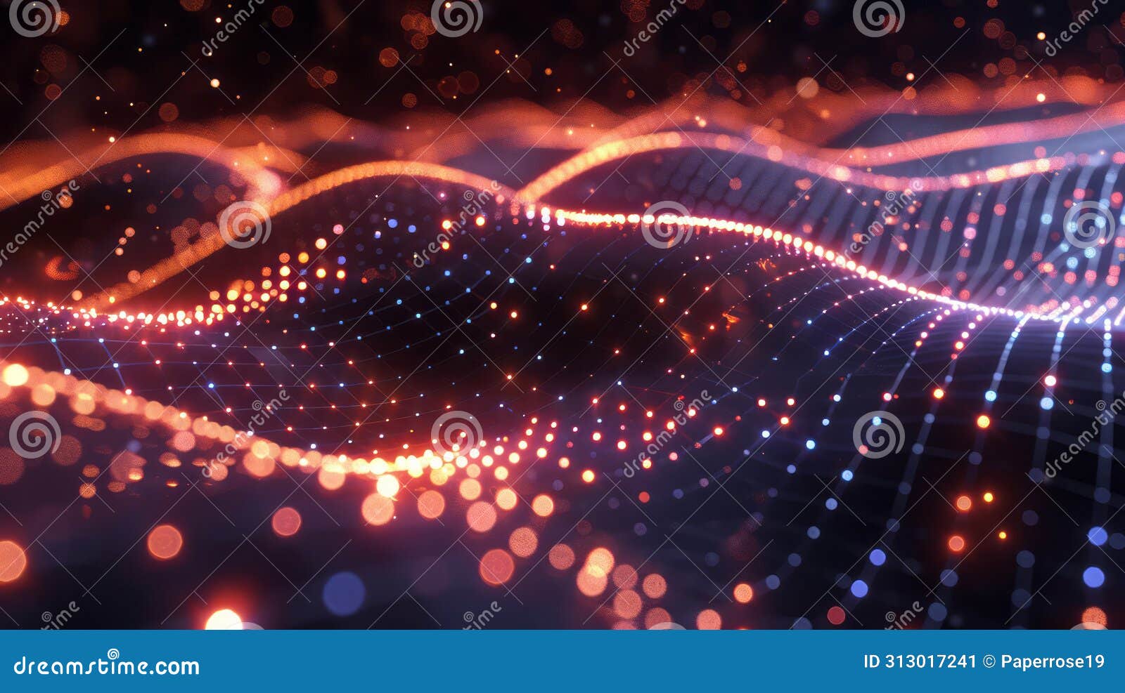 Digital Fabric of Interconnected Nodes and Light Stock Illustration ...