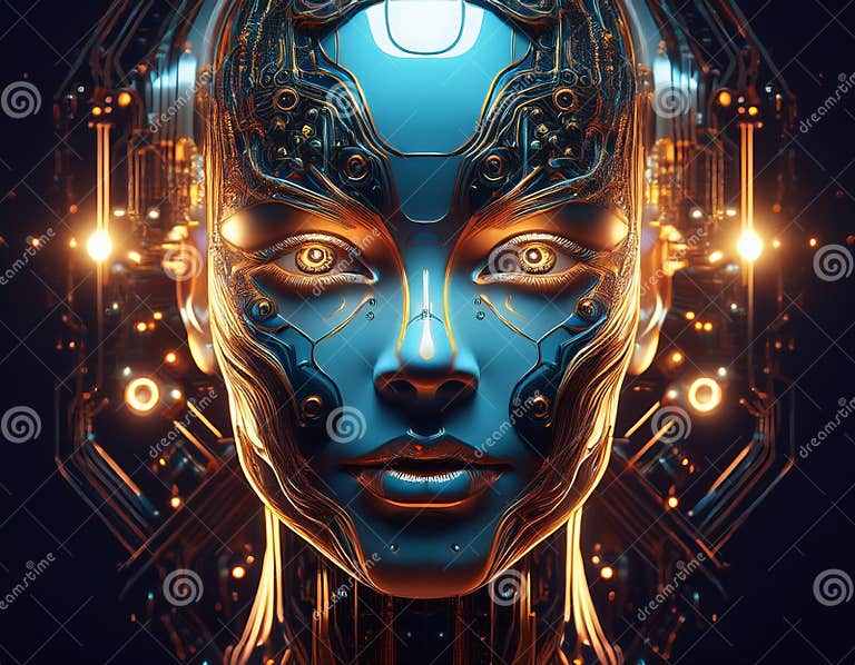 Electronic Face 6 stock illustration. Illustration of advanced - 335440495