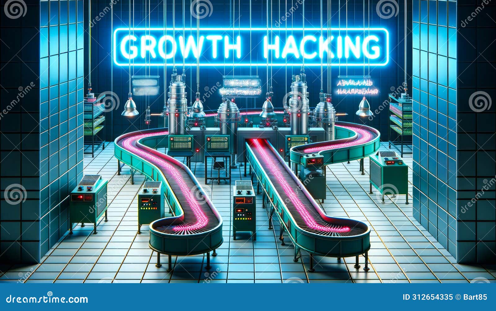 Digital Factory of Growth Conveyor Belt Processing Data To Growth ...