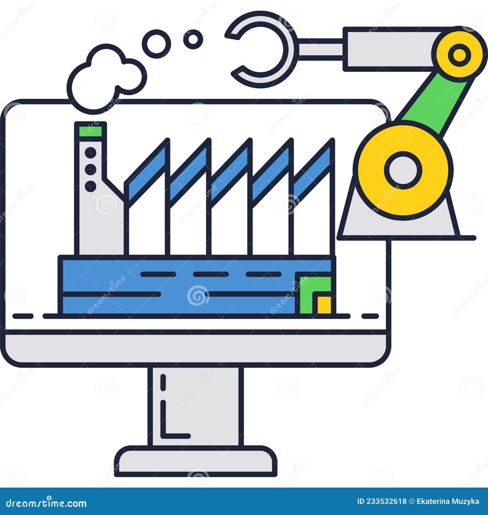 Digital Factory Icon Iot Smart Technology Vector Stock Vector ...
