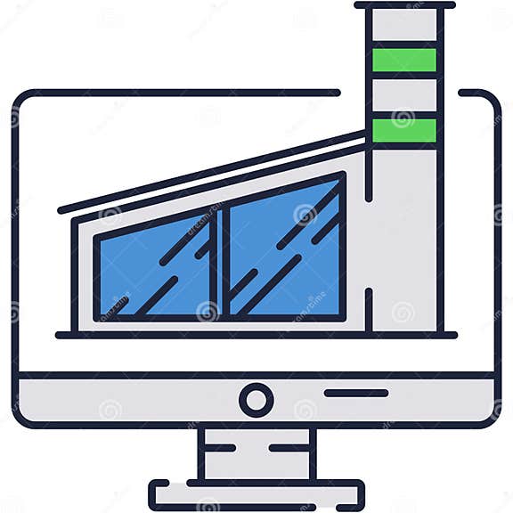 Digital Factory Icon Vector Computer Screen Design Stock Vector ...