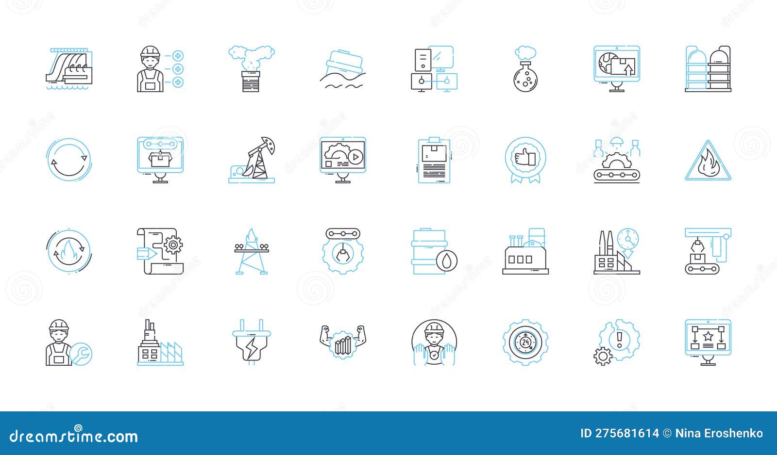 Digital Factory Linear Icons Set. Automation, Innovation, Robotics ...