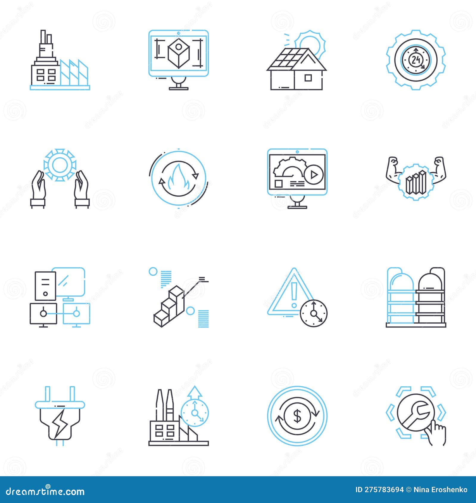 Digital Factory Linear Icons Set. Automation, Innovation, Robotics ...