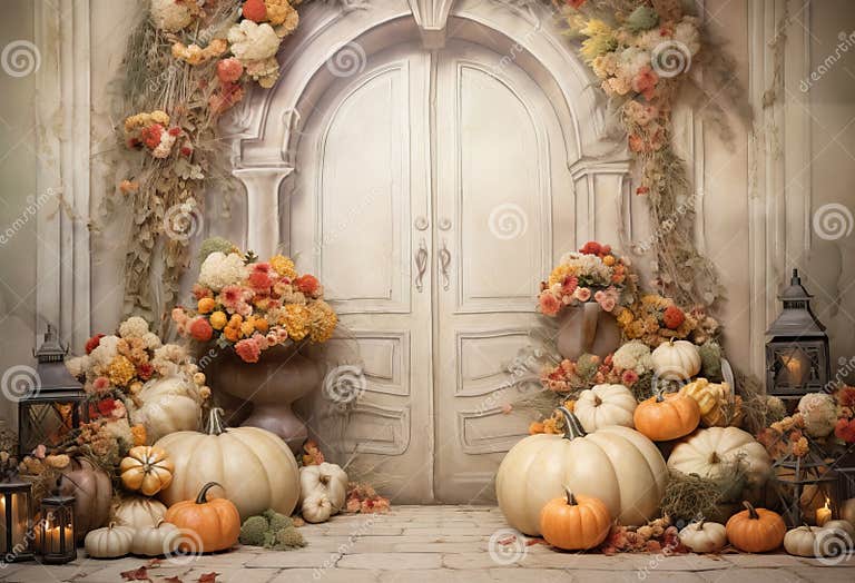 Digital Fall Pumpkin Backdrop Stock Image - Image of thanksgiving ...