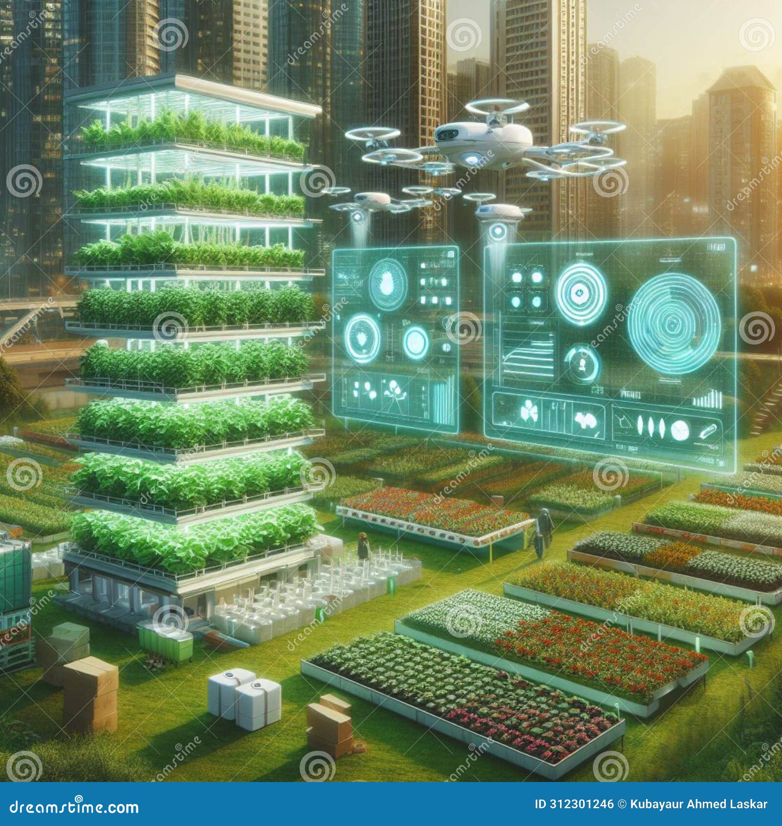 Digital Farming Plan in Future Stock Illustration - Illustration of ...