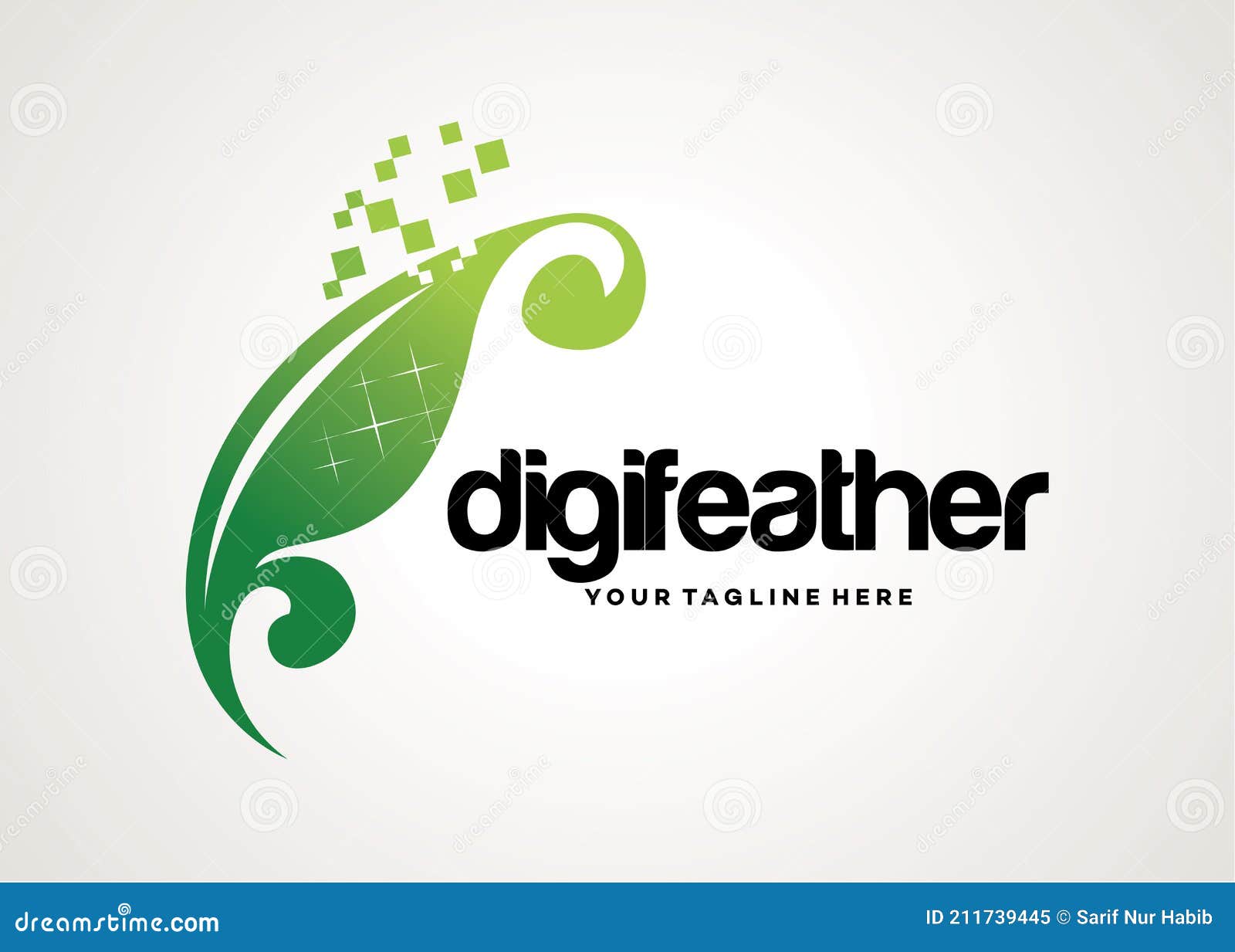 Digital Feather Logo Template Design Vector, Emblem, Design Concept ...