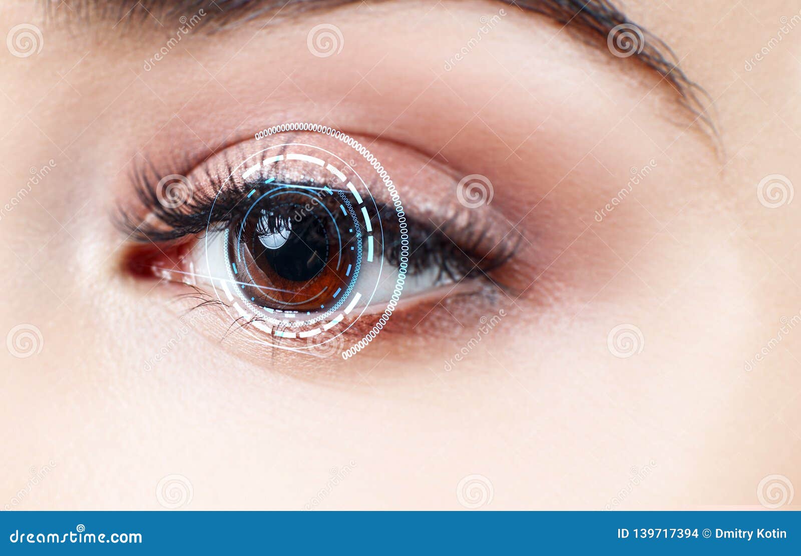 Digital Female Eye in Process of Scanning. Stock Photo - Image of ...