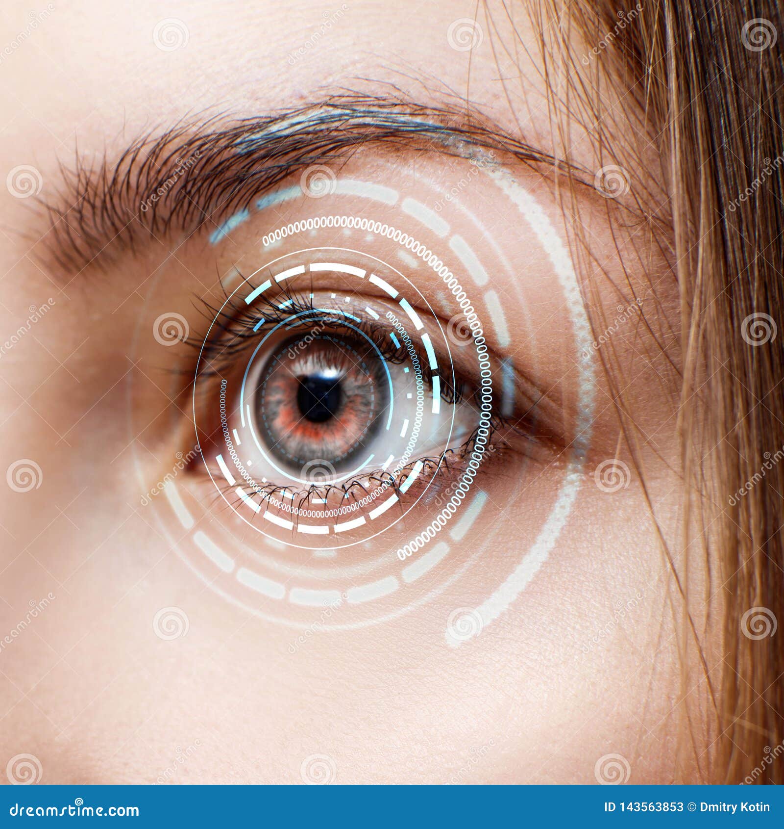 Digital Female Eye in Process of Scanning. Stock Image - Image of tech ...