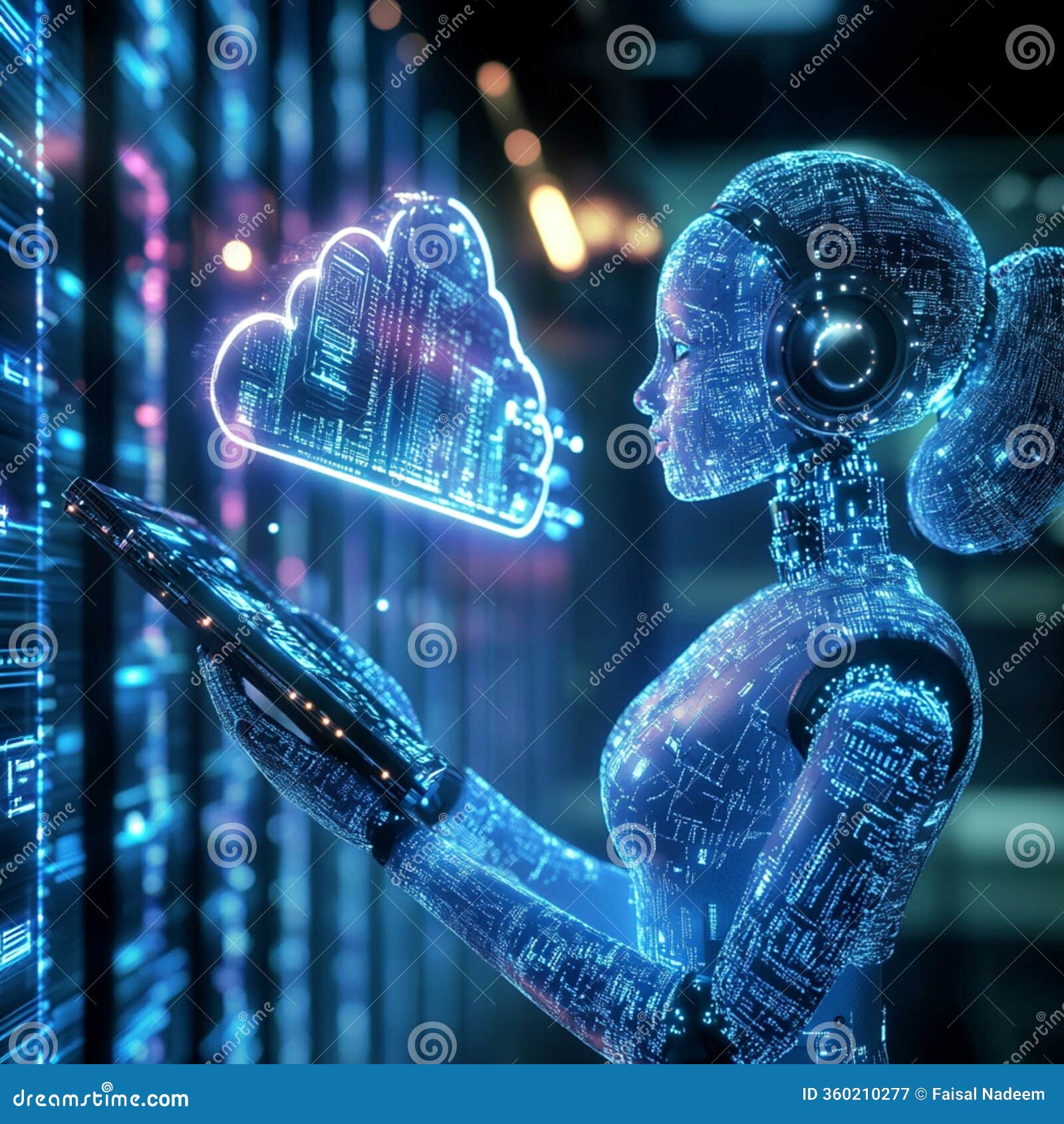 Digital Female Robot Cloud Computing Data Server Technology Future AI ...