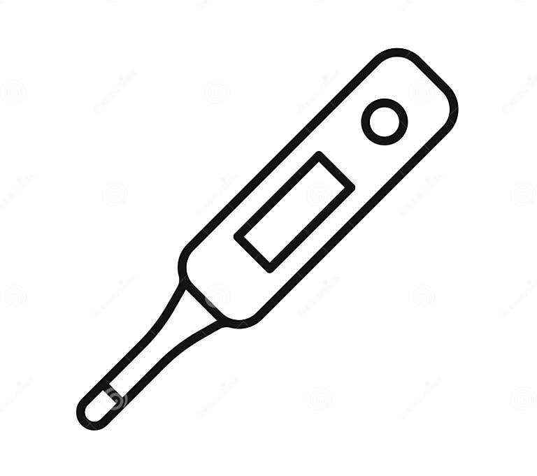 Digital Fever Thermometer Vector Icon Stock Vector - Illustration of ...