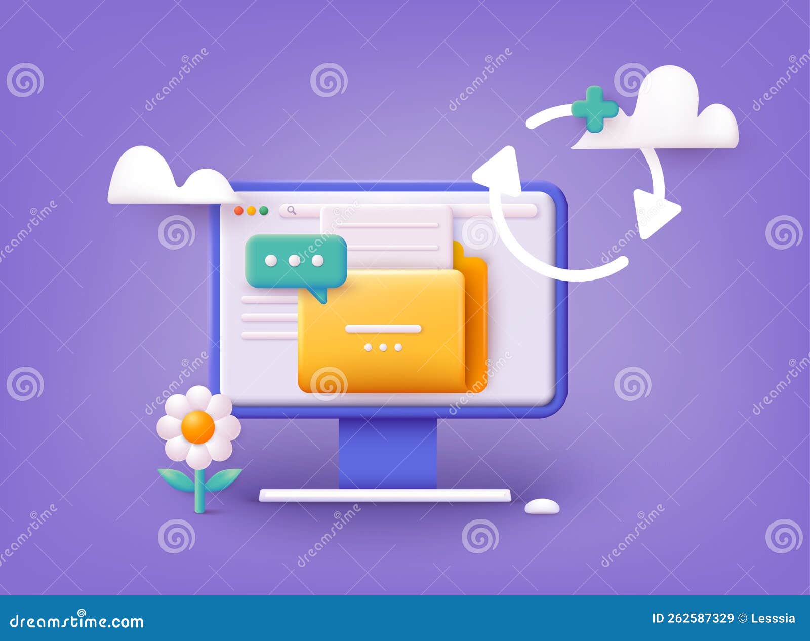 Digital File Organization Service or App with Data Transfering. Yellow ...