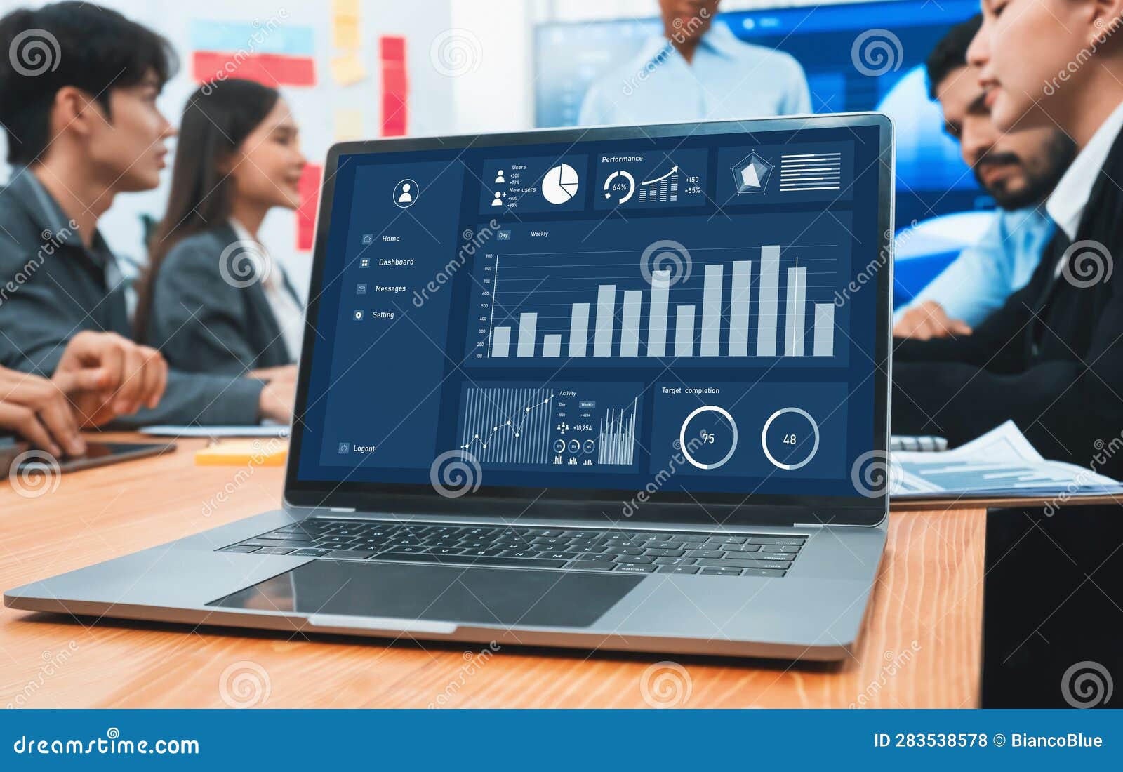 Digital Financial Dashboard Data on Laptop Screen Display Data Analysis ...