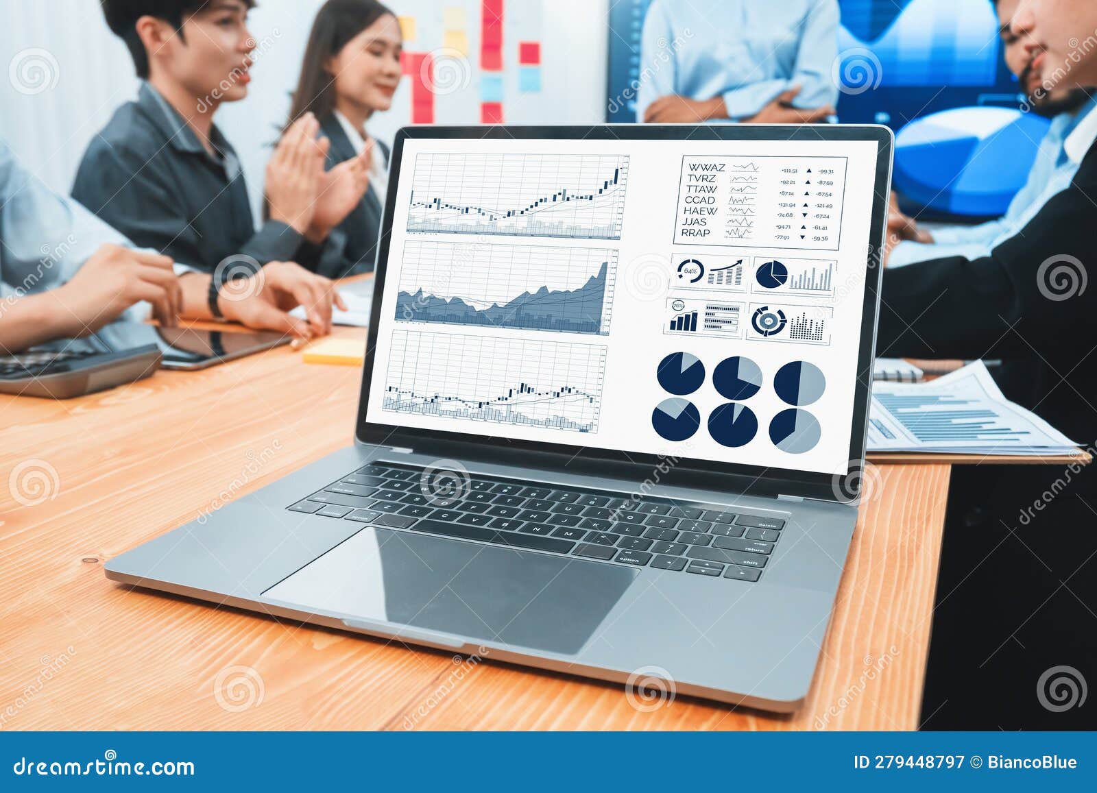 Digital Financial Dashboard Data on Laptop Screen Display Data Analysis ...
