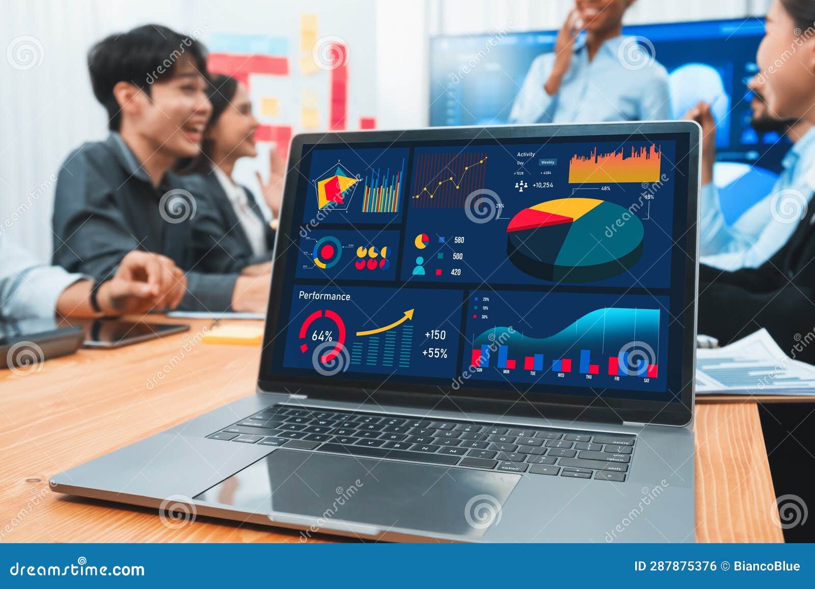 Digital Financial Dashboard Data on Laptop Screen Display Data Analysis ...